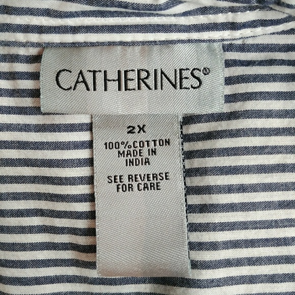Catherines | Tops | Catherines Striped Button Down With Rhinestones ...